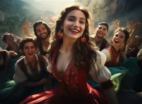 Un grupo de españoles con traje nacional Foto Premium