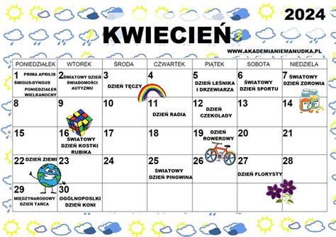Kalendarz Świąt Nietypowych dla dzieci na rok szkolny 2023 2024