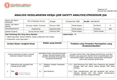 Analisis Keselamatan Kerja Job Safety Analysis Prosedur Jsa Sipilpedia