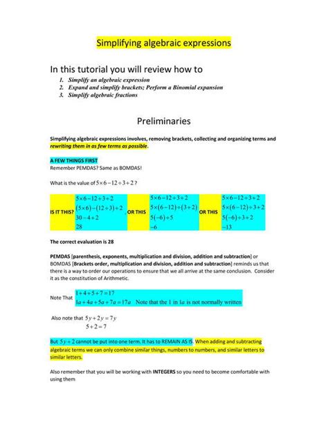simplifying algebraic expressions csec math tutor