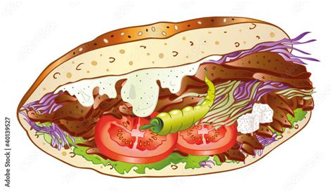 Döner Kebab Doener türkische Fleischtasche Stock Vector Adobe Stock