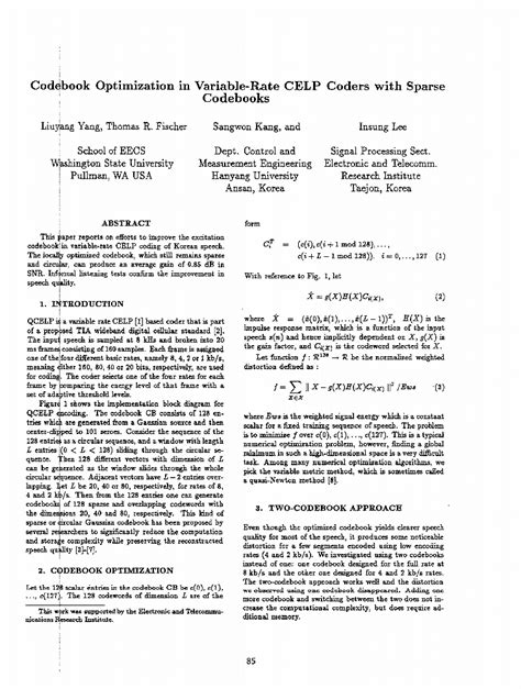 codebook optimization in variable rate celp coders with sparse codebooks ieee conference