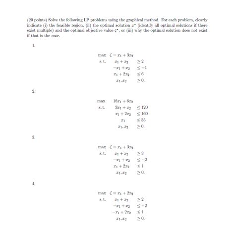 solved solve the following lp problems using the graphical