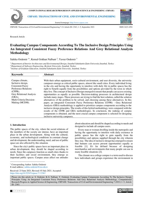 pdf evaluating campus components according to the inclusive design principles using an