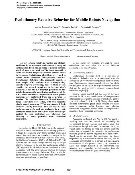 pdf evolutionary reactive behavior for mobile robots navigation