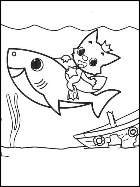 Pinkfong Montando al Tiburón Bebé para colorear imprimir e dibujar