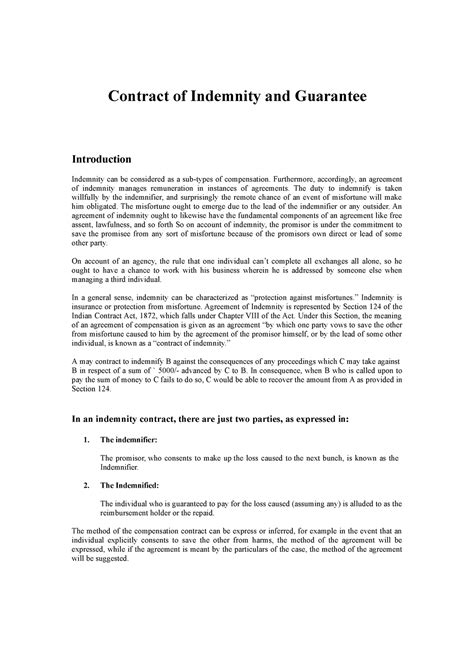 contracts contract of indemnity and guarantee contract of indemnity and guarantee introduction