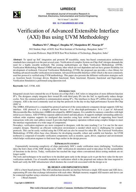 pdf verification of advanced extensible interface axi bus using uvm methodology