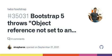 bootstrap 5 throws object reference not set to an instance of an object error · issue 35031