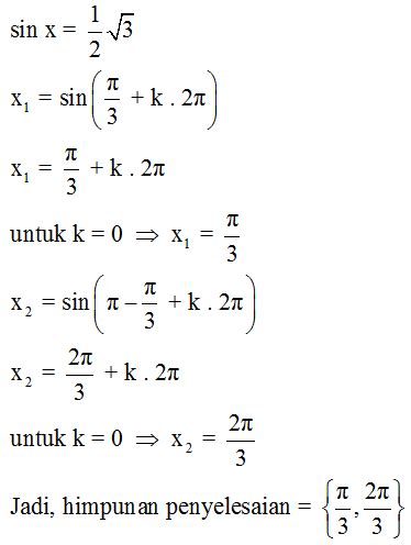 Persamaan Trigonometri Sederhana Matematika Kelas