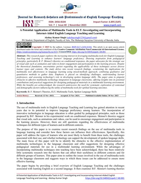 pdf a potential application of multimedia tools in elt investigating and incorporating