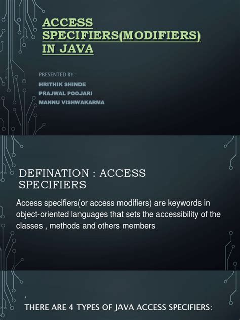 Access Specifiers Modifiers In Java Presented By Pdf