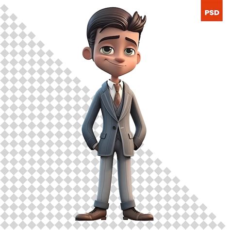Renderização 3d do homem de negócios dos desenhos animados pose
