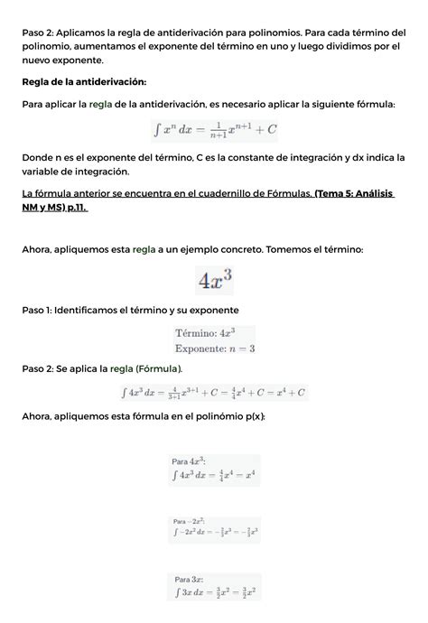 SOLUTION La Integral Como Primitiva De Polinomios Antiderivada 1