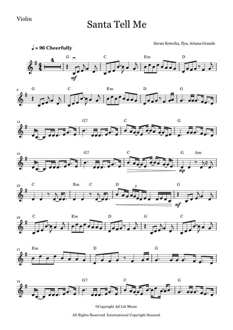 Santa Tell Me Arr Music Ad Lib Por Ariana Grande Partituras Para