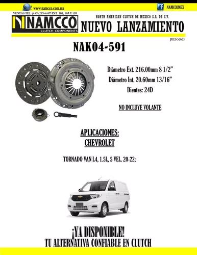 Kit Clutch Namcco Chevrolet Tornado Van L Vel Env O Gratis
