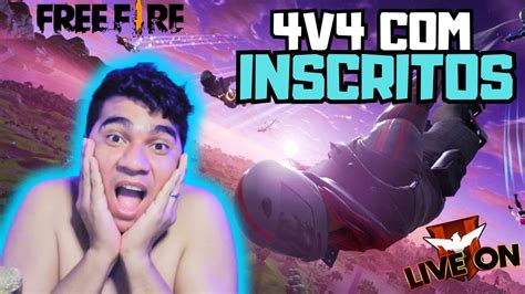 FREE FIRE AO VIVORUMO AO MESTRE OS INSCRITOS NO 4V4 E VDD