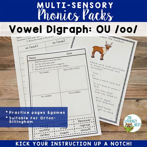 Vowel Team OU Oo Orton Gillingham Multisensory Phonics Activities