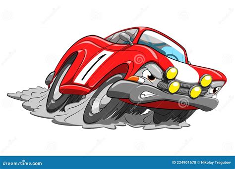 Coche De Carreras De Dibujos Animados Corriendo R Pido En La Pista