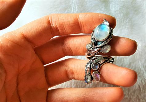 925 Sterling Silver Genuine Moonstone Gemstone Unique Bouquet