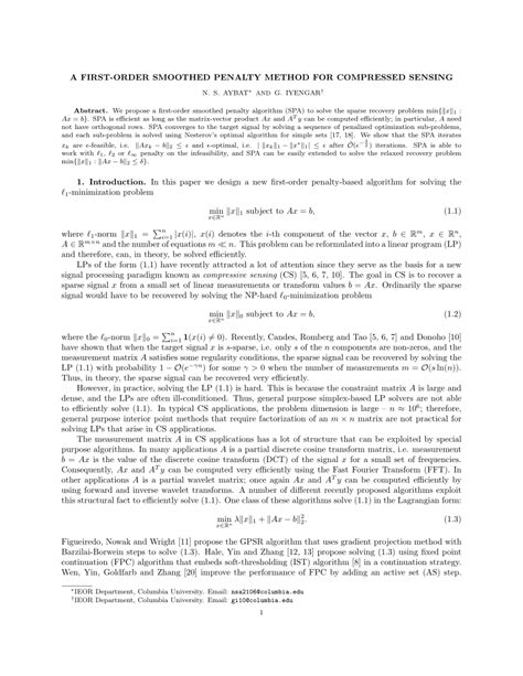 pdf a first order smoothed penalty method for compressed sensing