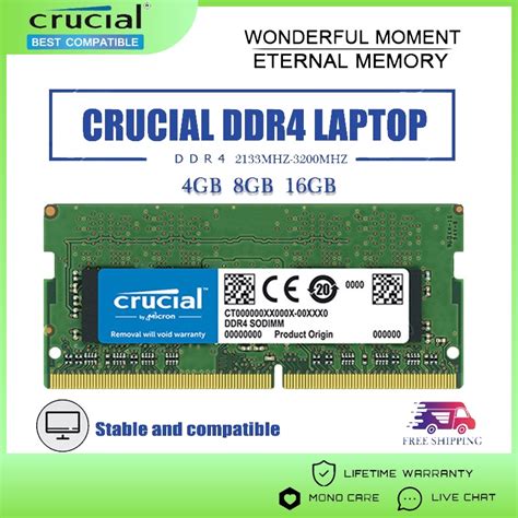 Notebook Crucial DDR4 SODIMM RAM 4gb 8gb 16gb PC4 2133Mhz 2400Mhz