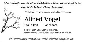 Traueranzeigen Von Alfred Vogel Trauer Flz De