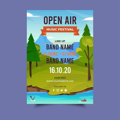Affiche Du Festival De Musique En Plein Air Vecteur Premium