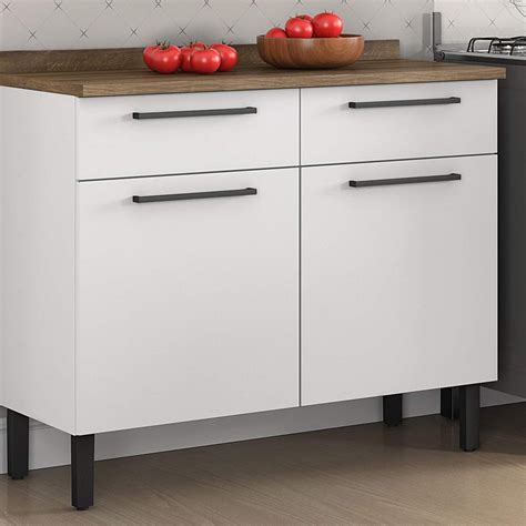 Balcão Para Cozinha 2 Portas 2 Gavetas Bali Itatiaia Branco Matte
