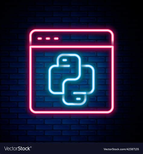 glowing neon line python programming language icon