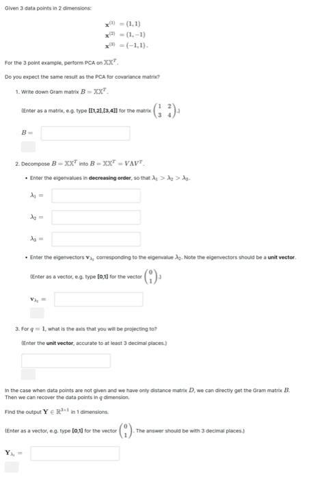 solved given 3 data points in 2 dirsensions