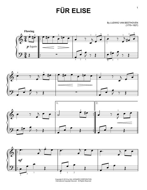 Fur Elise By Ludwig Van Beethoven Sheet Music For Very Easy Piano At