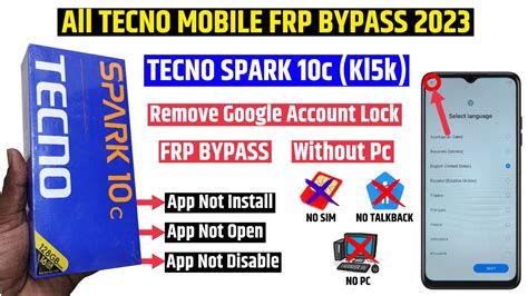 Tecno Spark 10c Frp Bypass New Method 2023 All Tecno Mobile Frp