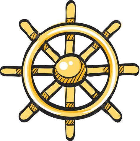 Colorful Drawing Of A Ships Steering Wheel Icon For Navigating At Sea