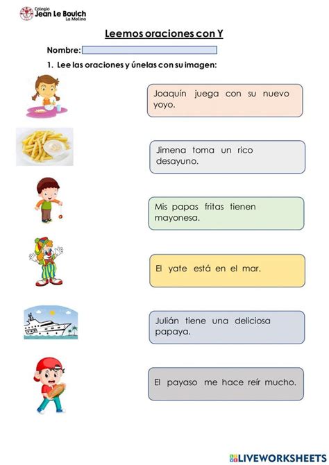 Comprensión de oraciones online worksheet for 1ERO Ejercicios