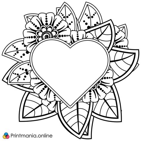 Printable Coloring Pages Hearts And Flowers
