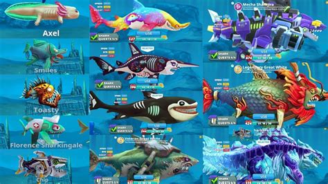 HUNGRY SHARK WORLD ALL 38 SHARKS UNLOCKED ALL PETS COMPLTED SPLASH