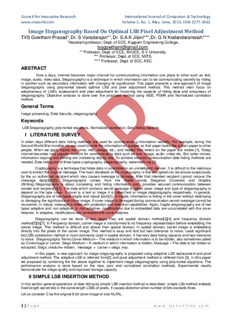 pdf image steganography based on optimal lsb pixel adjustment method gowtham prasad m e