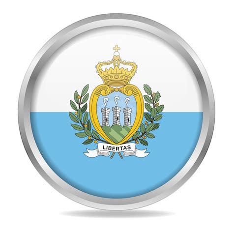 Círculo de botão gradiente da bandeira de san marino Vetor Premium