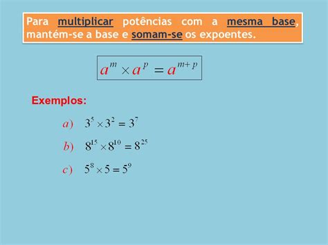 O cantinho da prof Teresa Multiplicação de potências regras