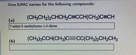 Give The Iupac Name For Each Structure Printable Templates Free