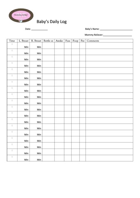 Baby Daily Log Sheet Printable