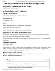 Examen AAB02 Cuestionario 2 Evaluación parcial segundo cuestionario en