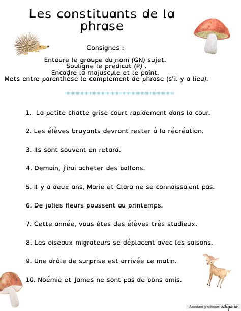 Identifier Les Constituants De La Phrase Cm Cm Exercices Et