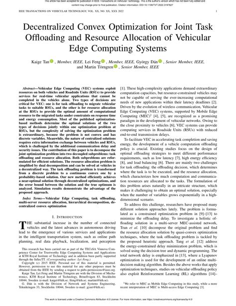 pdf decentralized convex optimization for joint task offloading and resource allocation of
