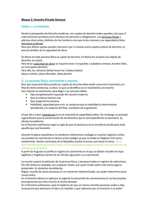 Bloque 2 Apuntes Derecho Romano Privado Bloque 2 Derecho Privado