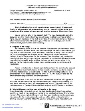 Fillable Online Mc Vanderbilt This Informed Consent Applies To Adult