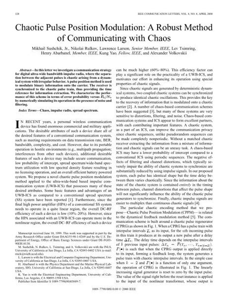 chaotic pulse position modulation a robust method of
