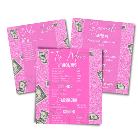 Onlyfans Tip Menu Templates