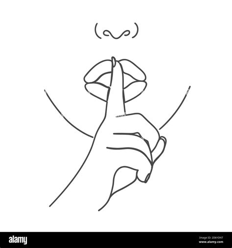 The Girl Put Her Index Finger To Her Lips Line Art Stock Vector Image